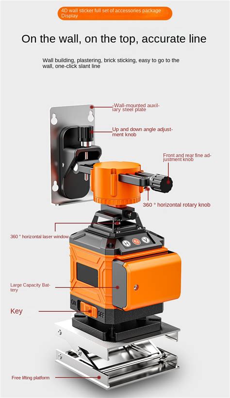 4d Laser Level Green Light 16 Line Wall To Floor Ceiling