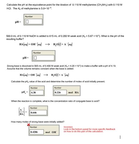 Solved Calculate The Ph At The Equivalence Point For The