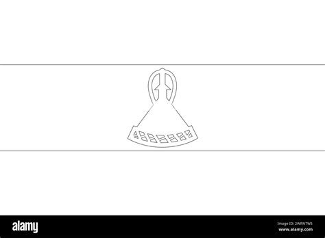 Lesotho Flag Thin Black Vector Outline Wireframe Isolated On White