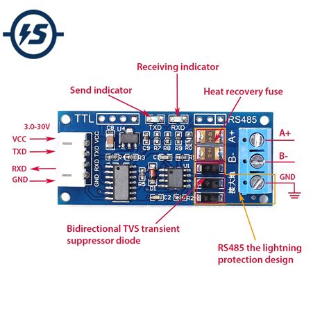 TTL To RS485 For Arduino USB Module Converter AVR 3 0V 30V Converter High EMC EMI 3 3V 5 0V