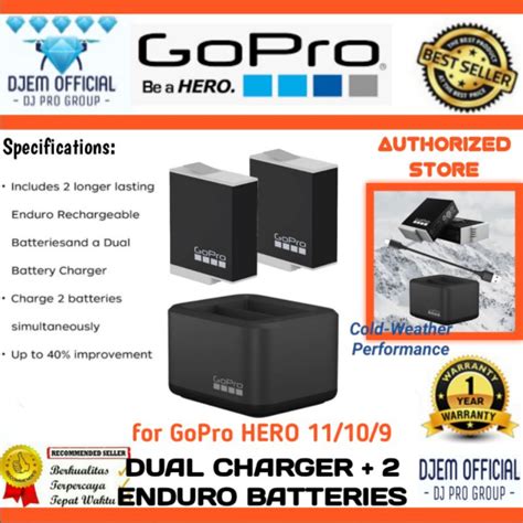 Jual Gopro Dual Battery Charger Enduro Batteries Rechargeable Set For