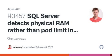 Sql Server Detects Physical Ram Rather Than Pod Limit In V1 25 5 · Issue 3457 · Azure Aks · Github