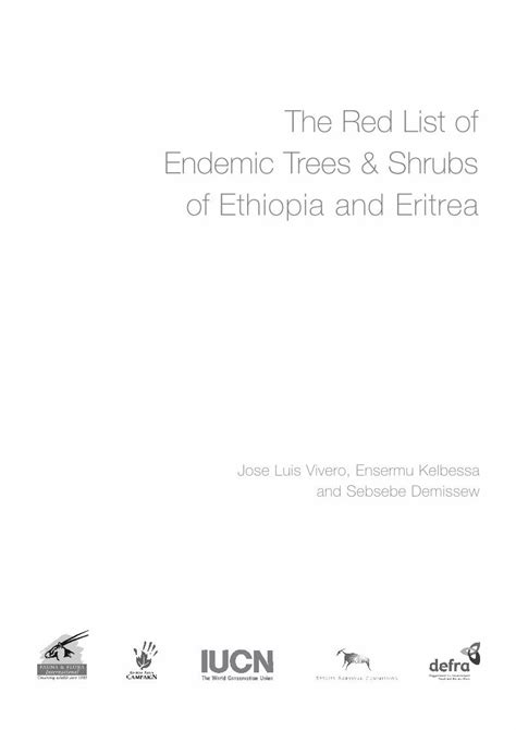 pdf red list of endemic trees and shrubs of ethiopia and eritrea