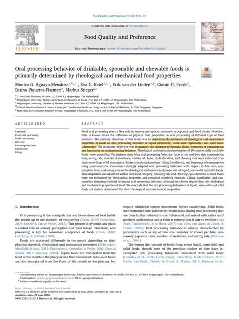 Aguayo Mendoza Et Al 2019 Oral Processing Behavior Of Drinkable