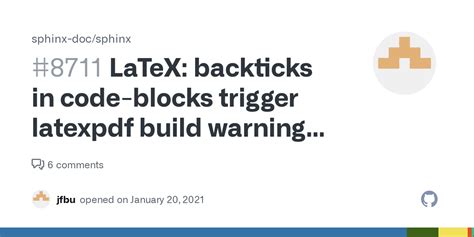 LaTeX Backticks In Code Blocks Trigger Latexpdf Build Warning And