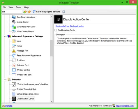 disable action center in windows 10 completely