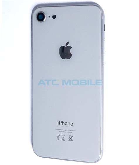 iPhone 8 zadní kryt (sklo) s rámem bílý včetně držáku SIM a tlačítek ...