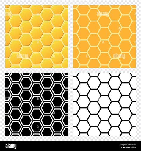 Honeycomb Seamless Pattern Set Abstract Geometric Yellow Honeycomb
