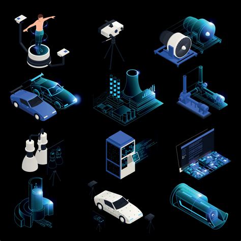 Digital Twin Technology Set 4470712 Vector Art At Vecteezy