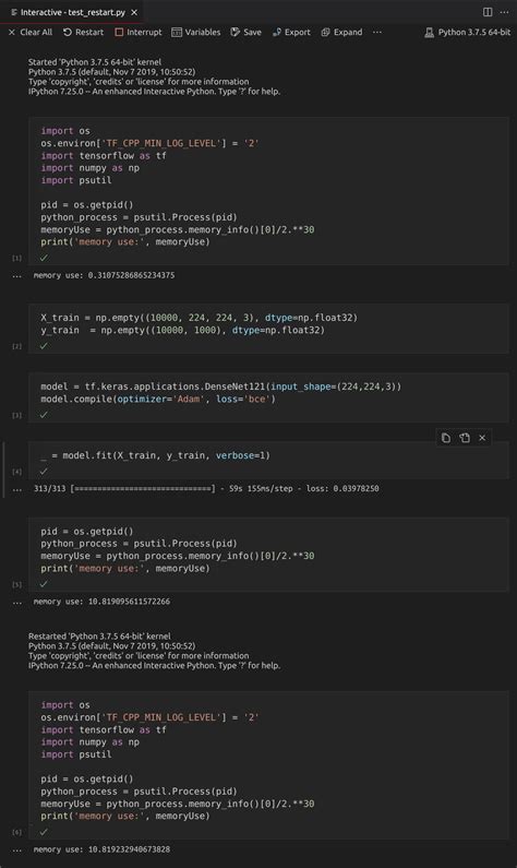 Restarting Interactive Python Does Not Release Memory Issue Microsoft Vscode Jupyter