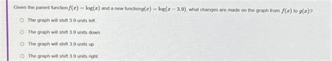Solved Given The Parent Function F X Log X And A New Chegg Com