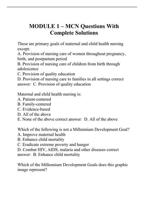 Module 1 Mcn Questions With Complete Solutions Mcn Stuvia Us