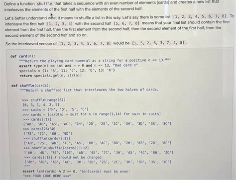 Answered Define A Function Shuffle That Takes A Bartleby