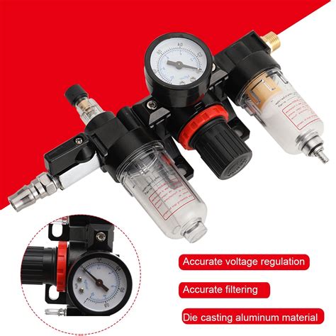 Sudeg 1 4 Npt Compressed Air Filter Regulator Lubricator Combo Water Oil Trap Separator
