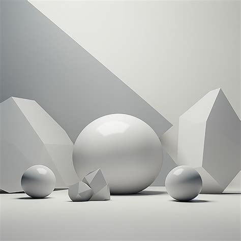 Premium Photo White Geometric Figures On A Grey And White Background