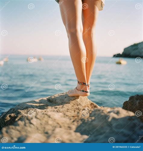 Beautiful Tanned Girl On A Beach Vacation On The Background Of The Sea Ai Generated Stock