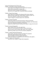 SCM EXam Docx Supply Chain Management Study Guide Chapter Introduction To Supply