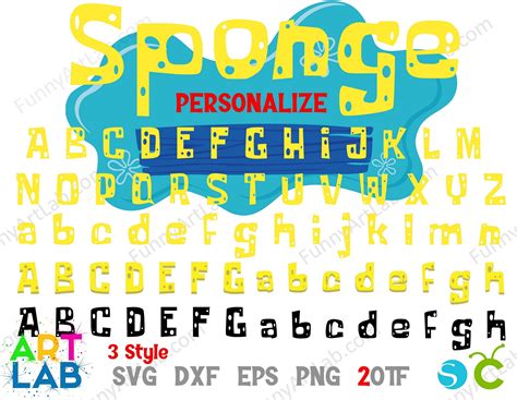 Sponge Letters Svg Fan Art Sponge Font Sponge Svg Letters Cricut Sponge Birthday Personalized