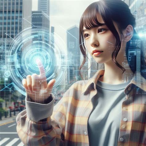 Premium Photo Interacting With Futuristic Holographic Interface With Generative Ai