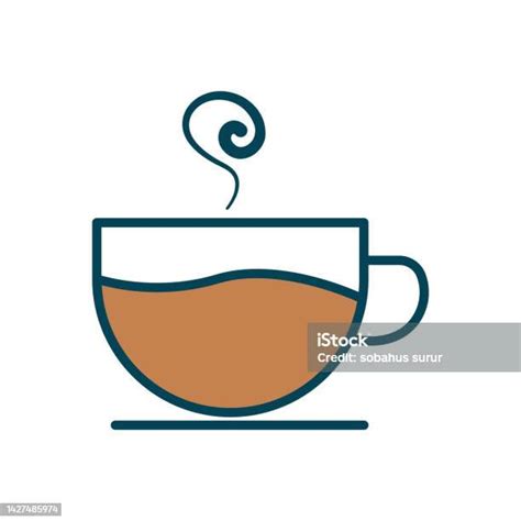 白い背景にコーヒーカップの直系の色のアイコン編集可能なストロークデザインテンプレートベクトル アイコンのベクターアート素材や画像を多数ご