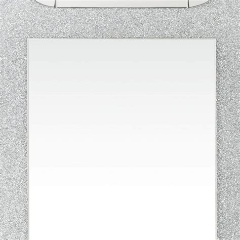 Rectangular Beveled Wall Mirror With Faux Diamond Inlays Silver