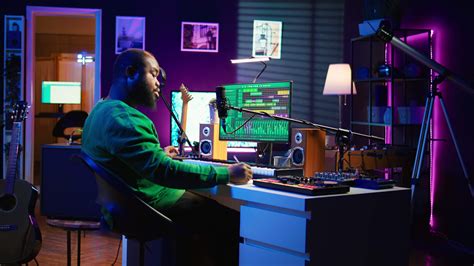 Songwriter Taking Notes To Create New Tracks For An Album In His Home Studio Writing Lyrics And