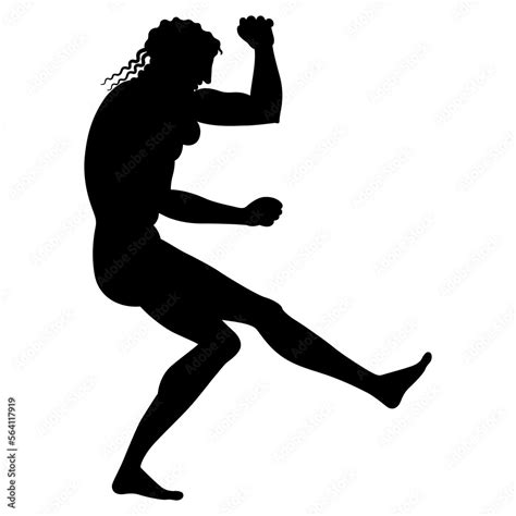 Dancing Ancient Greek Naked Woman Or Man Black Silhouette On White Background Stock Vector
