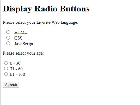 Create Radio Button With Html And Style With Css