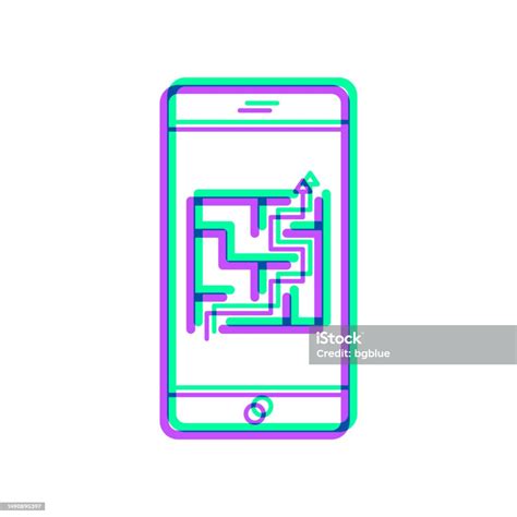 迷路付きのスマートフォン白い背景に2色のオーバーレイを持つアイコン アイコンのベクターアート素材や画像を多数ご用意 アイコン アナ