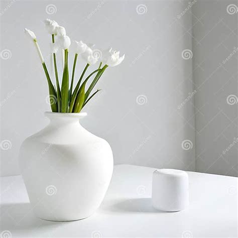 Contemporary Minimalism Styling White Vase Interior Design Stock