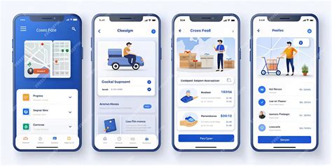 Premium Photo Delivery Mobile App Interface Screens Template Set