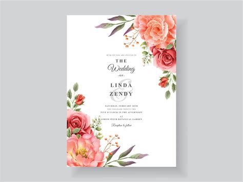 Floral Wedding Invitation Card Vector Art Icons And Graphics For Free