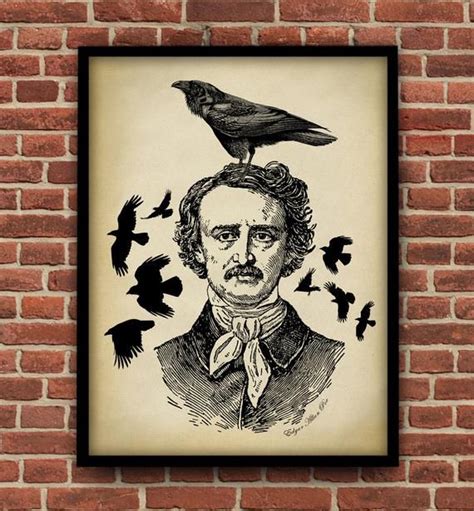 Edgar Allan Poe Poster Literature Decor Poe Portrait Literary Art