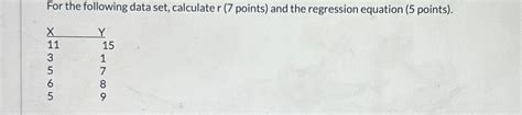 Solved For The Following Data Set Calculate R 7 Points Chegg