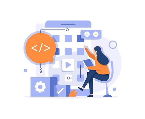 Mobile Application Development Process Flat Vector Illustration Software Api Prototyping And