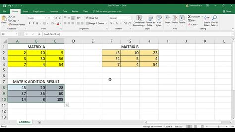 Excel How To Add Two Matrices In Excel How To Do Matrix Addition In