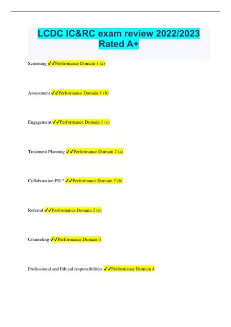 LCDC IC RC Exam Review 2022 2023 Questions With Correct Answers Rated A LCDC IC RC 2022 2023