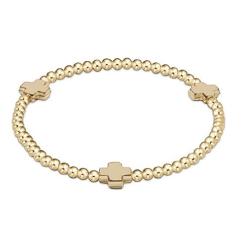 Enewton Extends Signature Cross Gold Pattern 3mm Bead Bracelet Smyth
