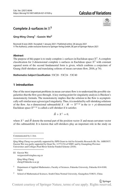 Complete Lambda Surfaces In Mathbb R 3 Request Pdf