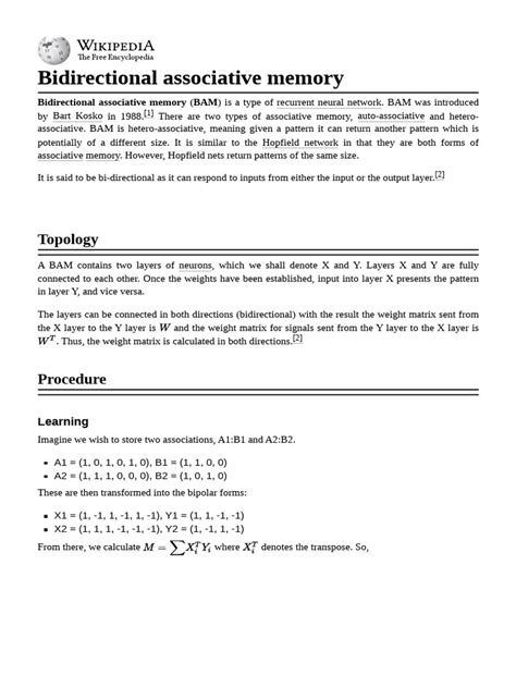 bidirectional associative memory pdf machine learning