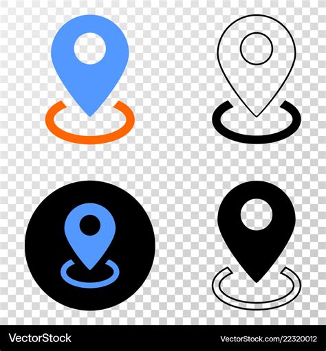 Map Marker Placement Eps Icon With Contour Vector Image