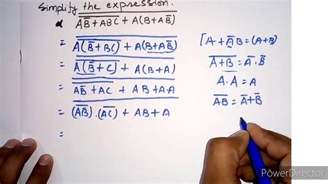 simplification of boolean expression using boolean algebra video 5
