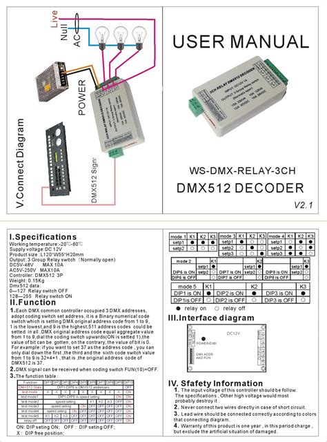 3ch dmx512 decoder relay contoller ws dmx relay 3ch