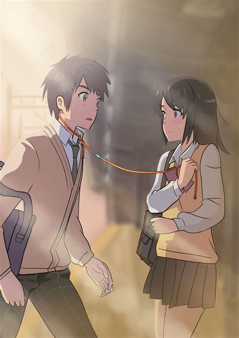Miyamizu Mitsuha And Tachibana Taki Kimi No Na Wa Drawn By Island My