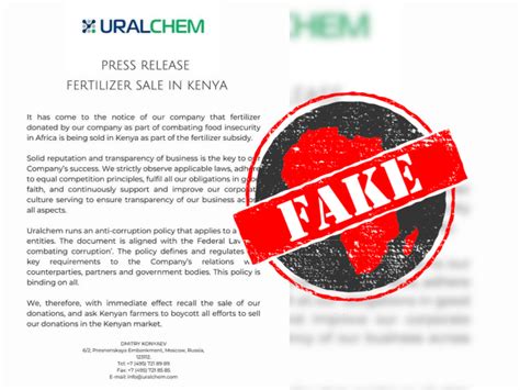 Russian Company Accused Kenyan Government Of Selling Donated Fertiliser