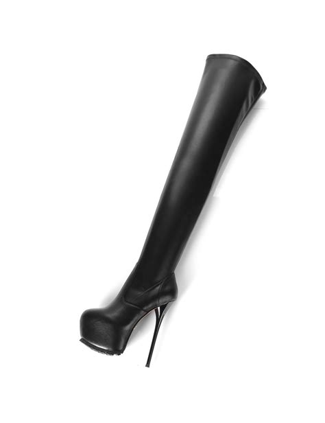 Black Thigh Boots Giaro Vida 16cm Heels Profile Shoebidoo Shoes