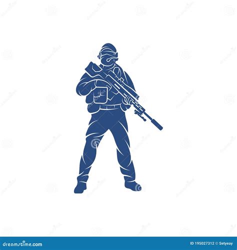 Sniper Army Logo Design Template Vector Graphics To Design Stock