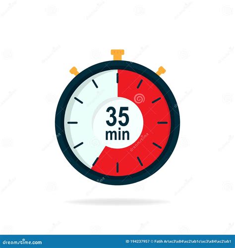 35 Minutes Timer Stopwatch Symbol In Flat Style Editable Isolated