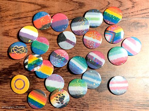 Holographic Lgbtqia Buttons Cloudy Lgbtqia Buttons Pride Etsy