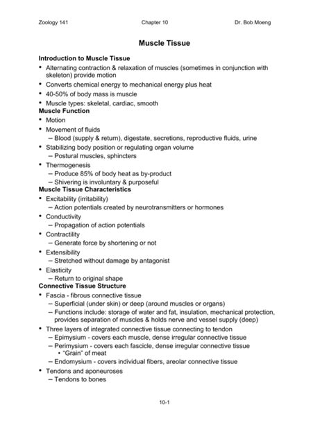 Muscle Tissue Characteristics